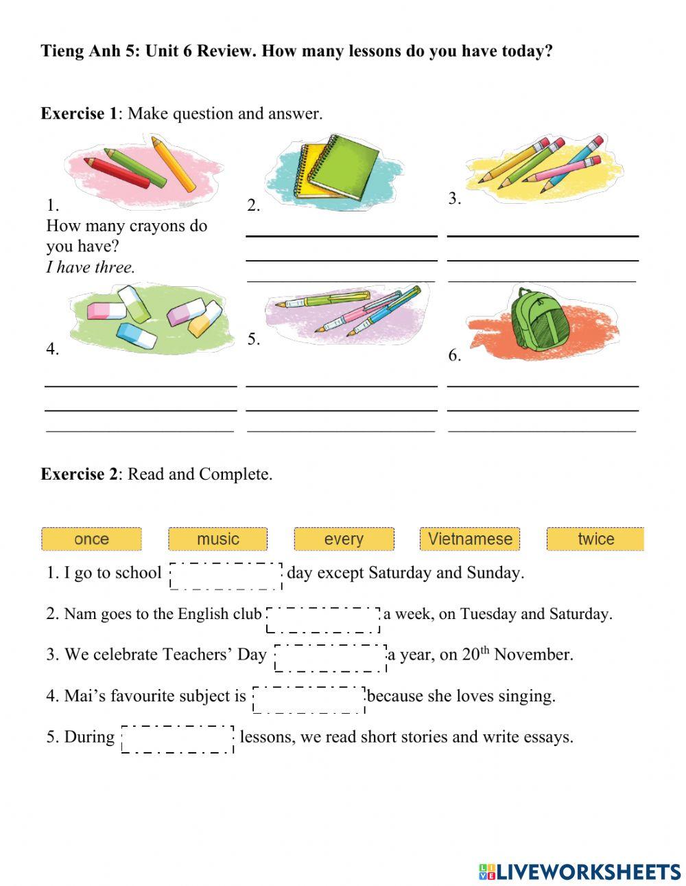 Tieng Anh 5 U6 … | Free Interactive Worksheets | 1391519