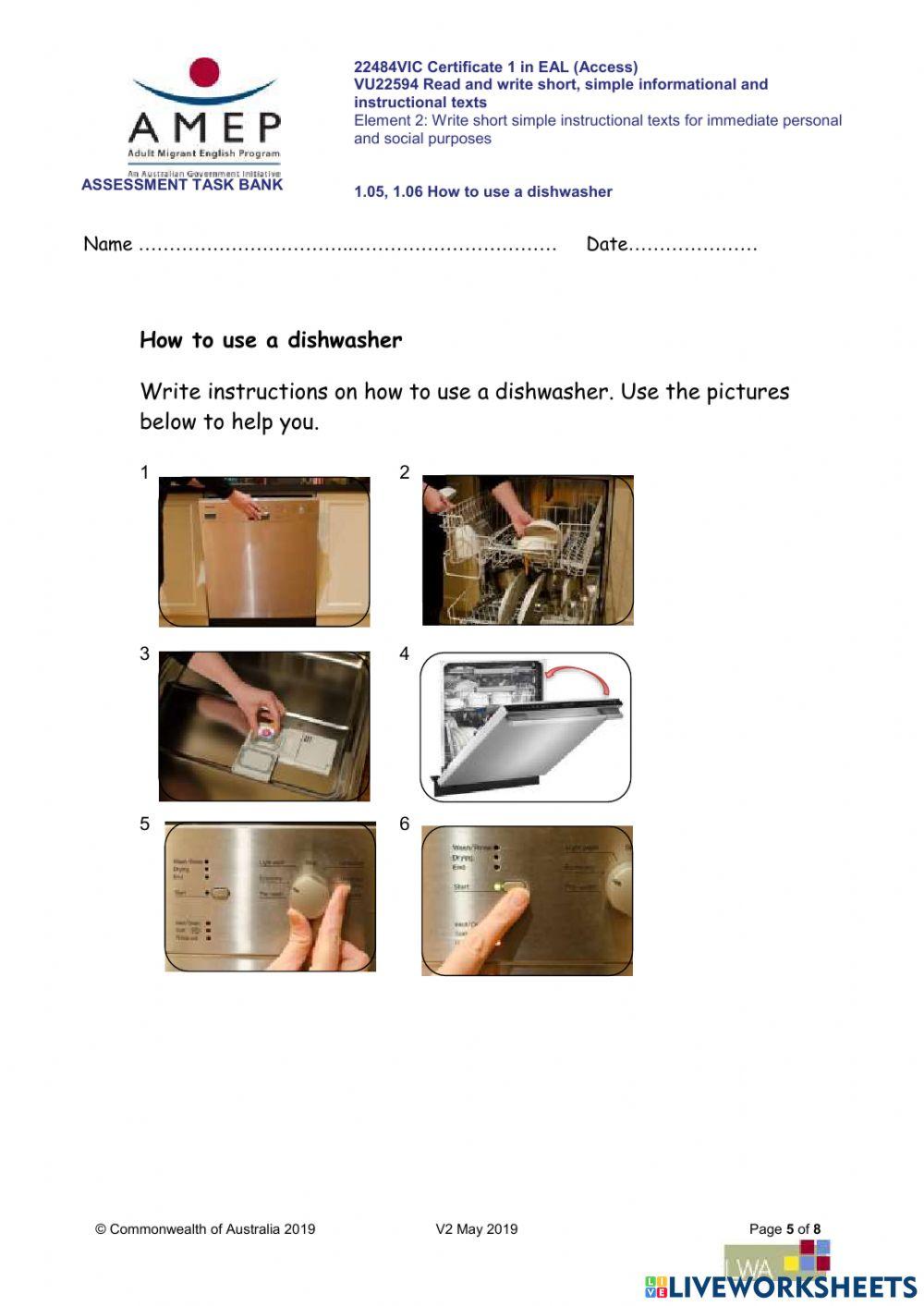 VU22594- Element 2- Dishwasher online exercise for | Live Worksheets