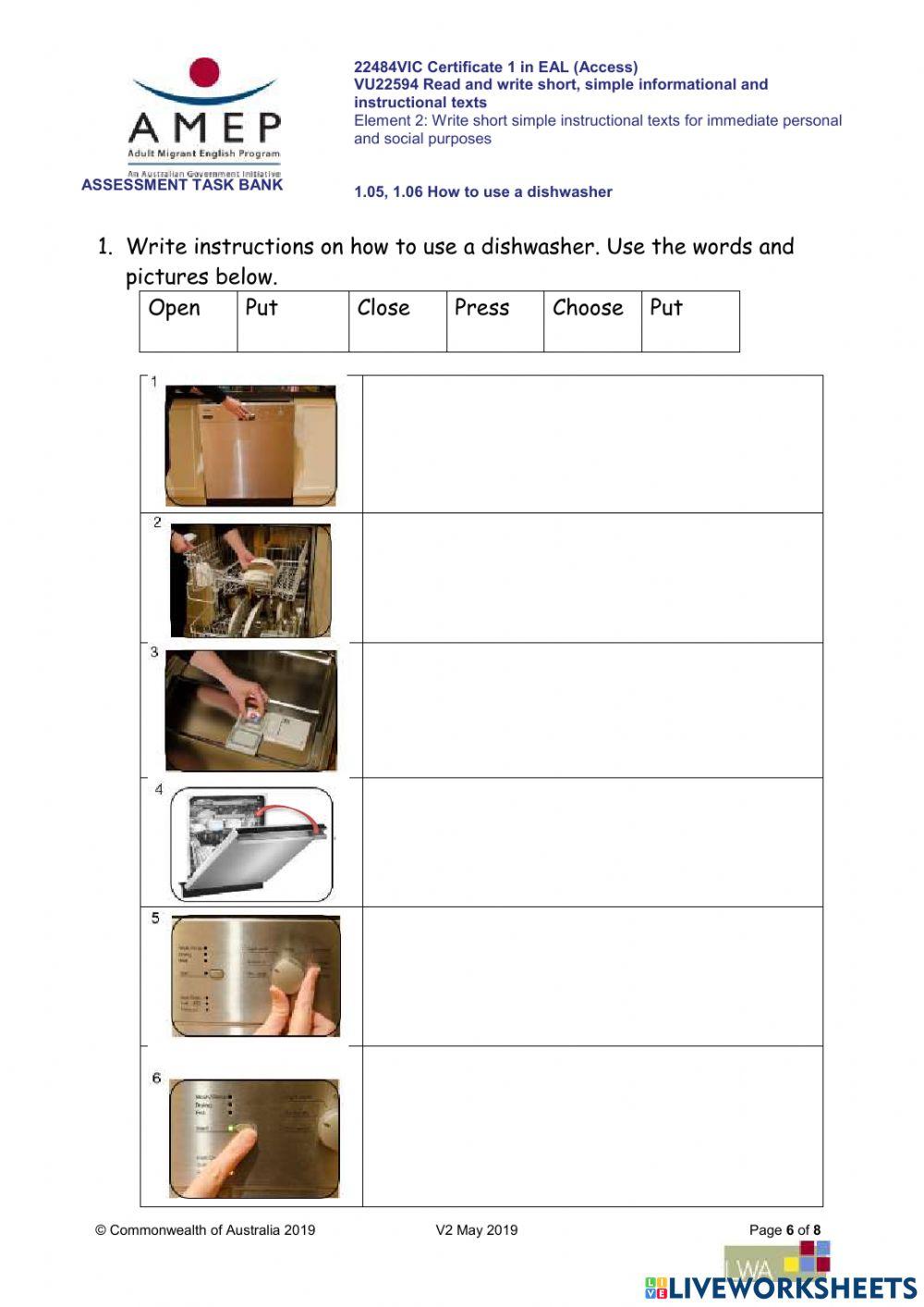 VU22594- Element 2- Dishwasher online exercise for | Live Worksheets
