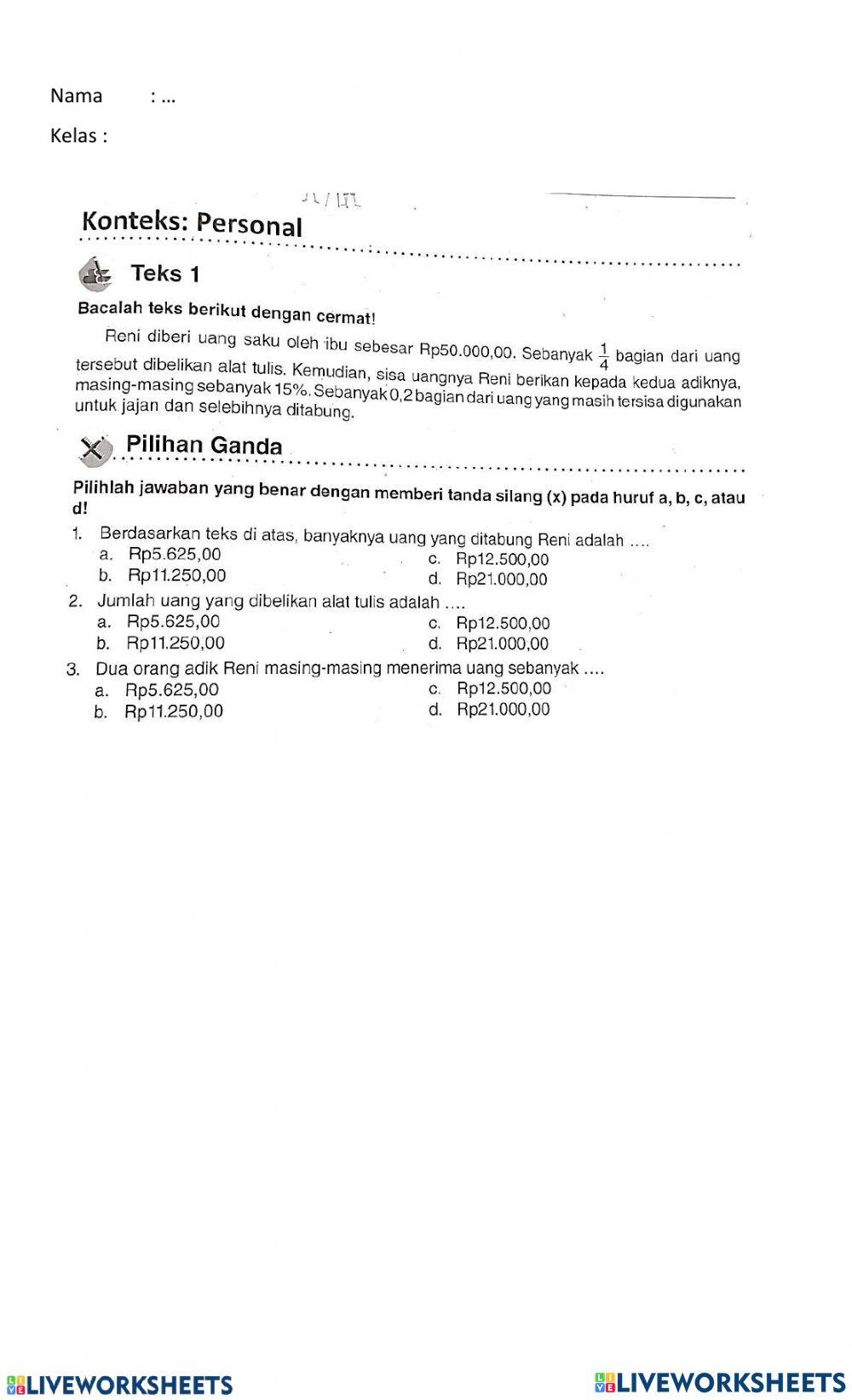 Numerasi | Live Worksheets