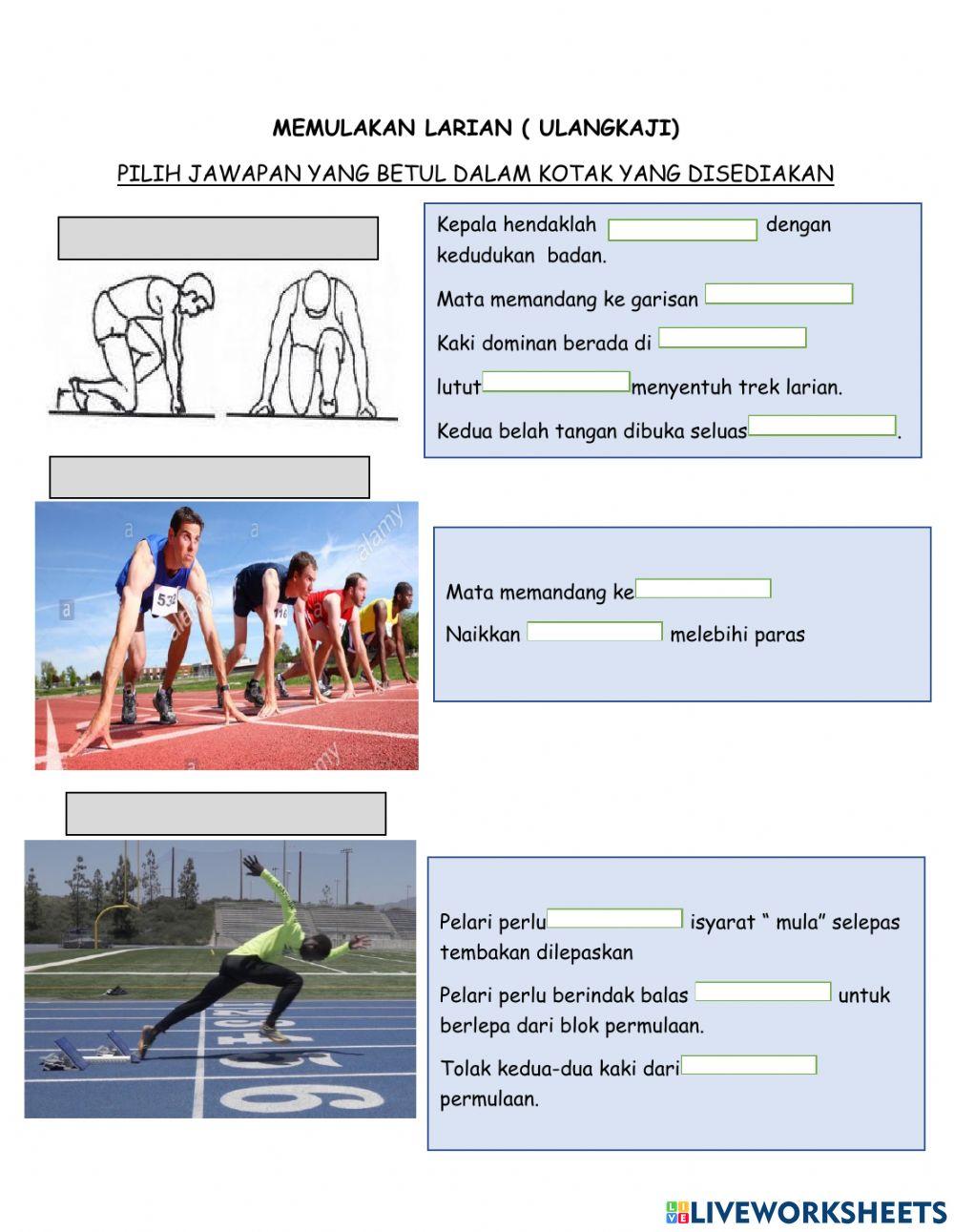 lari pecut dan memulakan larian online exercise for | Live Worksheets