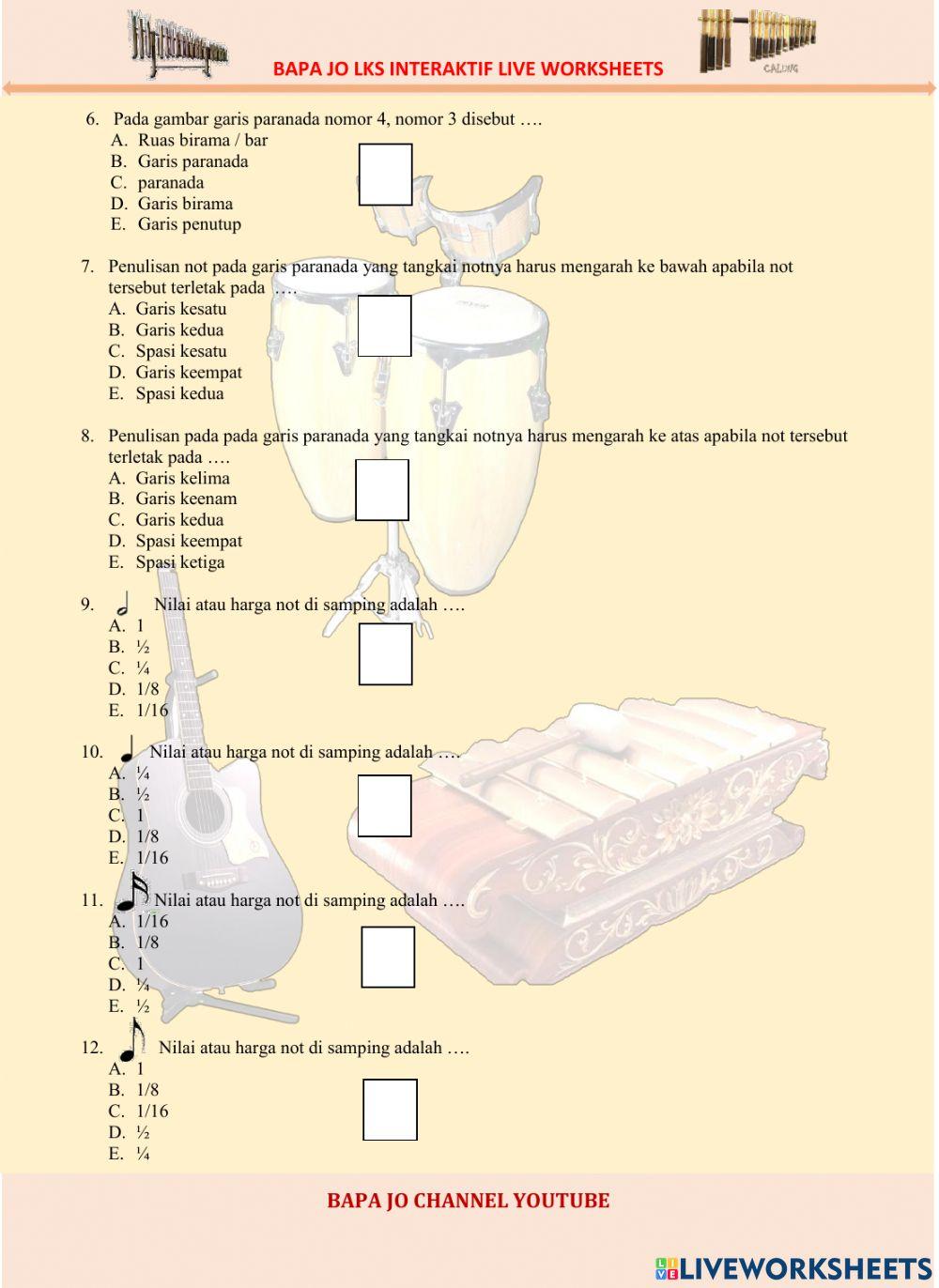 Not Balok 1392628 | sutarjo | Live Worksheets