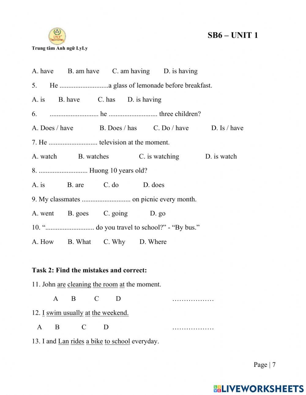 G6-unit 1 les2 worksheet | Live Worksheets