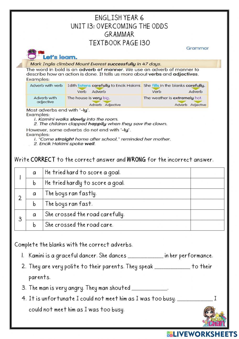 Unit 13: Overcoming the Odds 130 worksheet | Live Worksheets