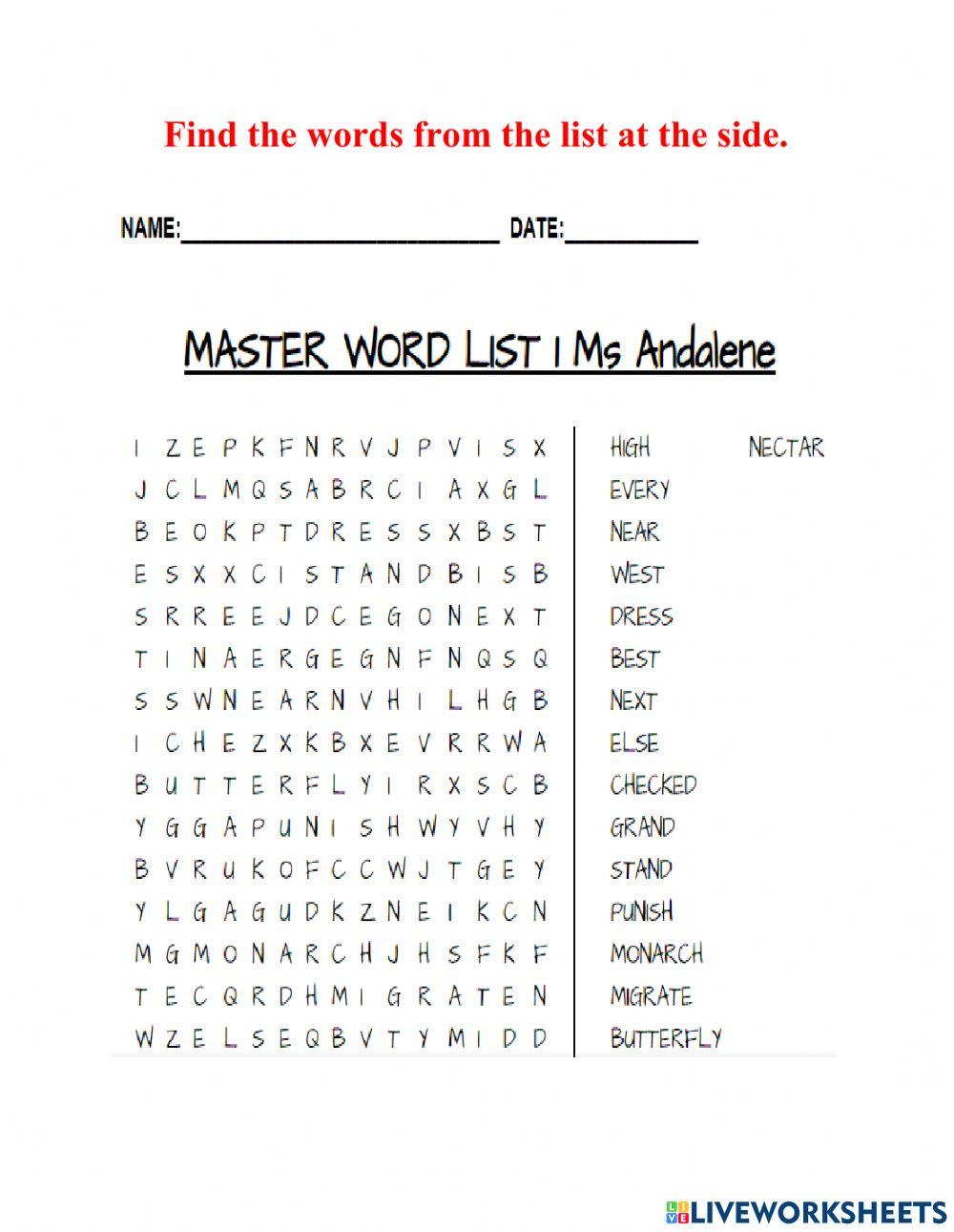 Academic words 1393192 | Andalene Ramadhar | Live