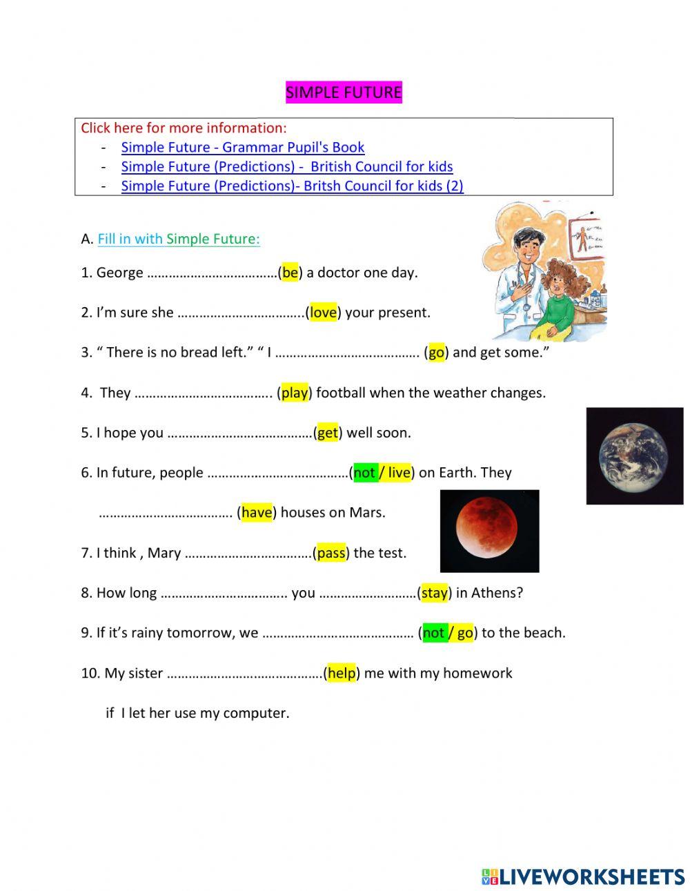 Simple Future online exercise for | Live Worksheets