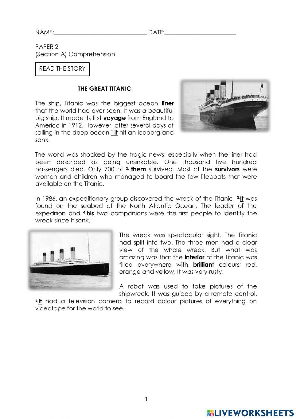 ENGLISH PAPER 2 SECTION A online exercise for | Live Worksheets