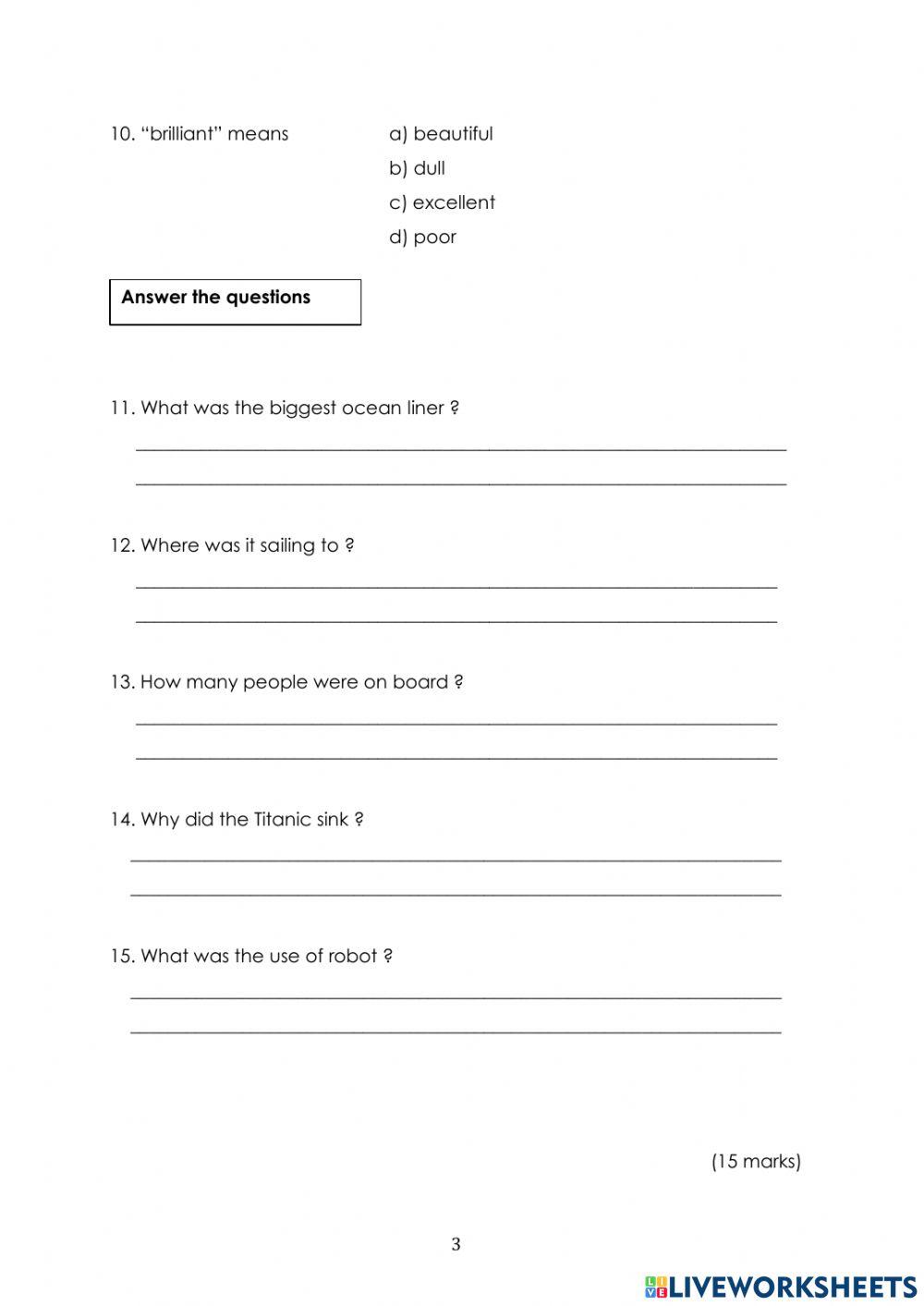 ENGLISH PAPER 2 SECTION A online exercise for | Live Worksheets