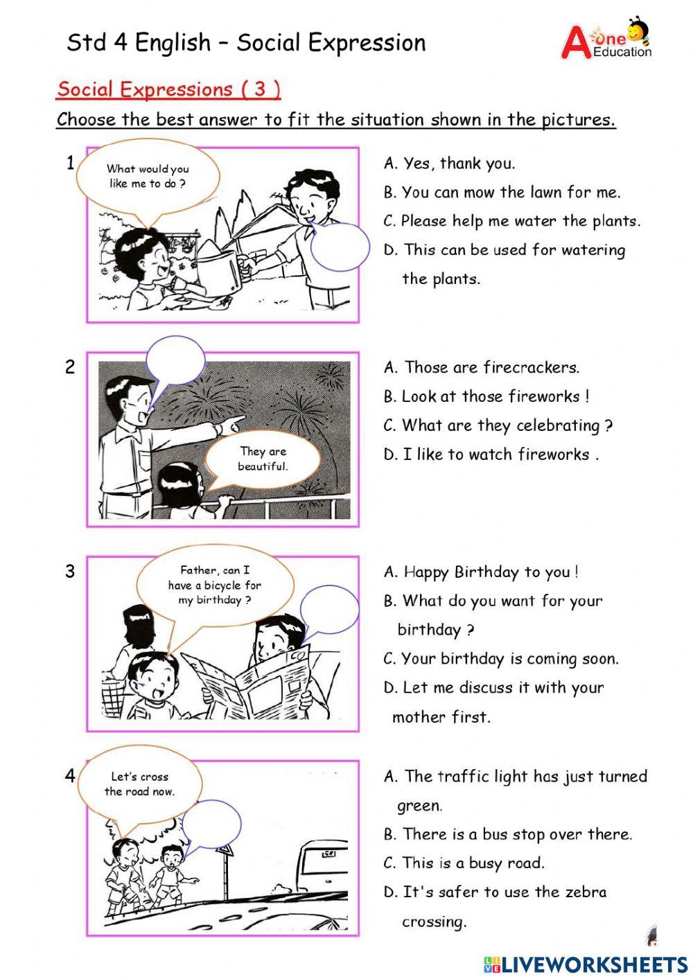 Social Expressi… | Free Interactive Worksheets | 1393778