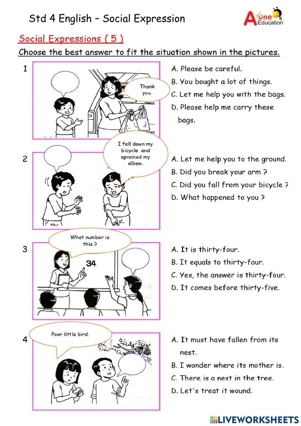 Social Expressi… | Free Interactive Worksheets | 1393778