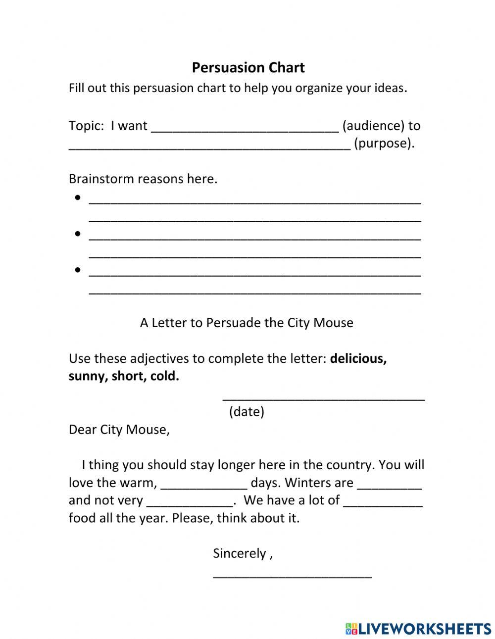 Letter of Persuasion worksheet | Live Worksheets