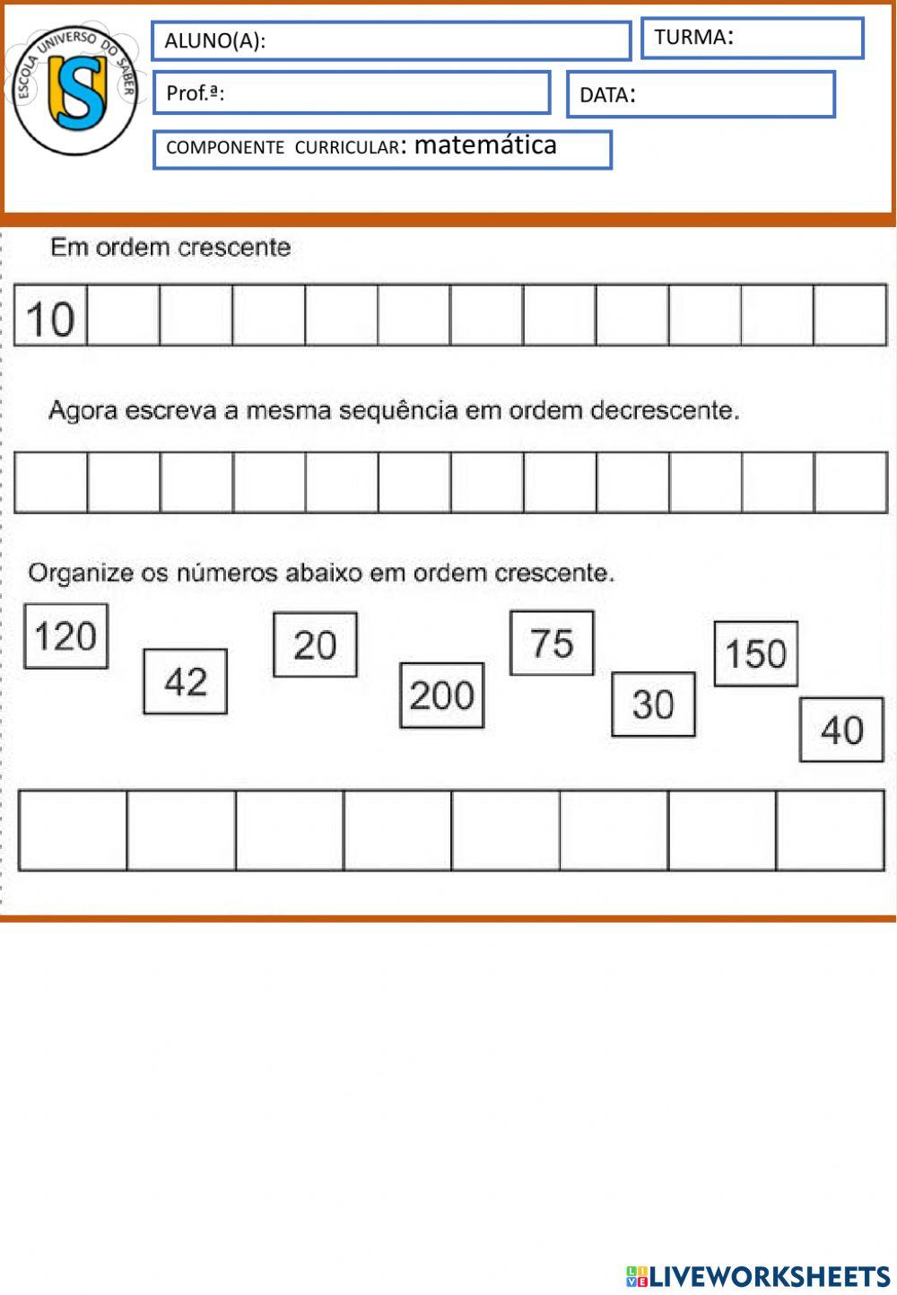 Ordem numerica-par-ímpar-adição worksheet | Live Worksheets