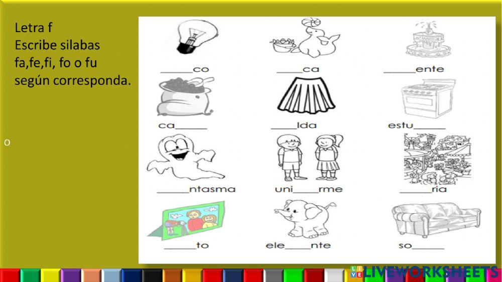 Letra f online exercise for Elemental | Live Worksheets