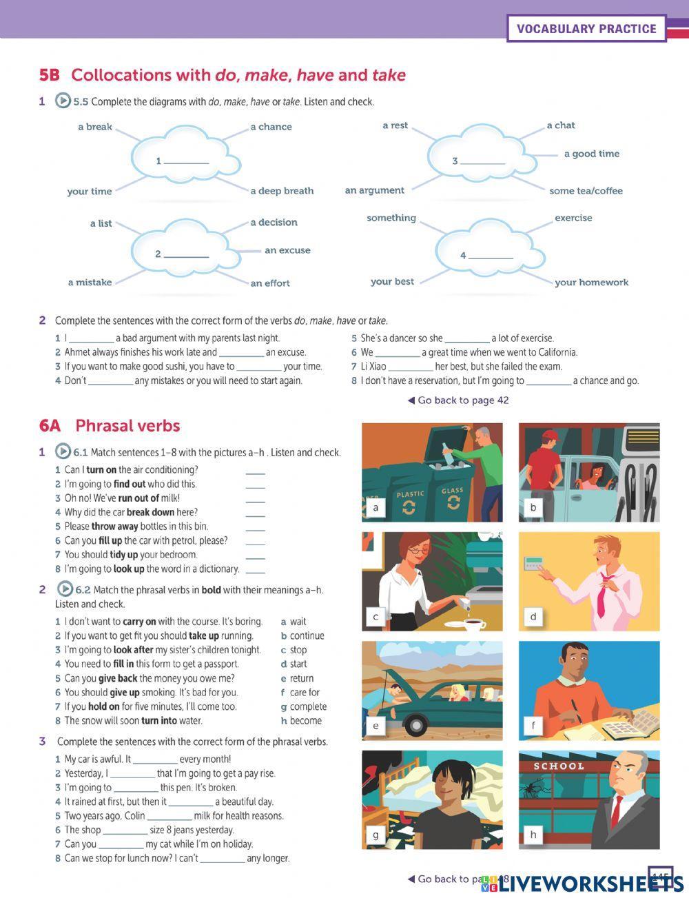 Collocations wi… | Free Interactive Worksheets | 3387363