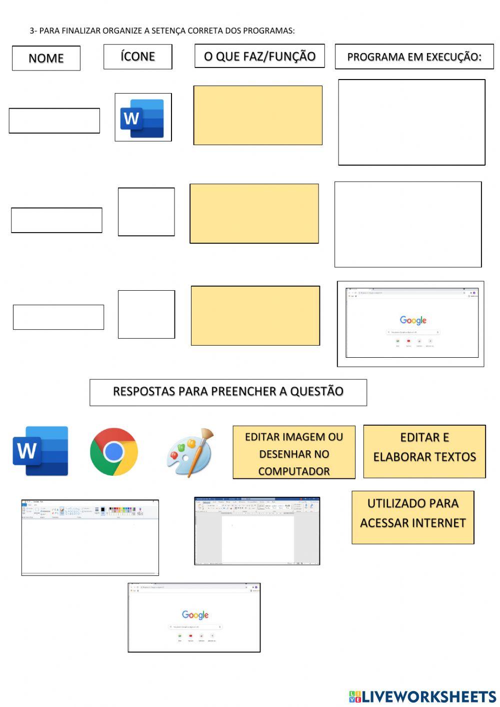 Programas - 5 ano worksheet | Live Worksheets