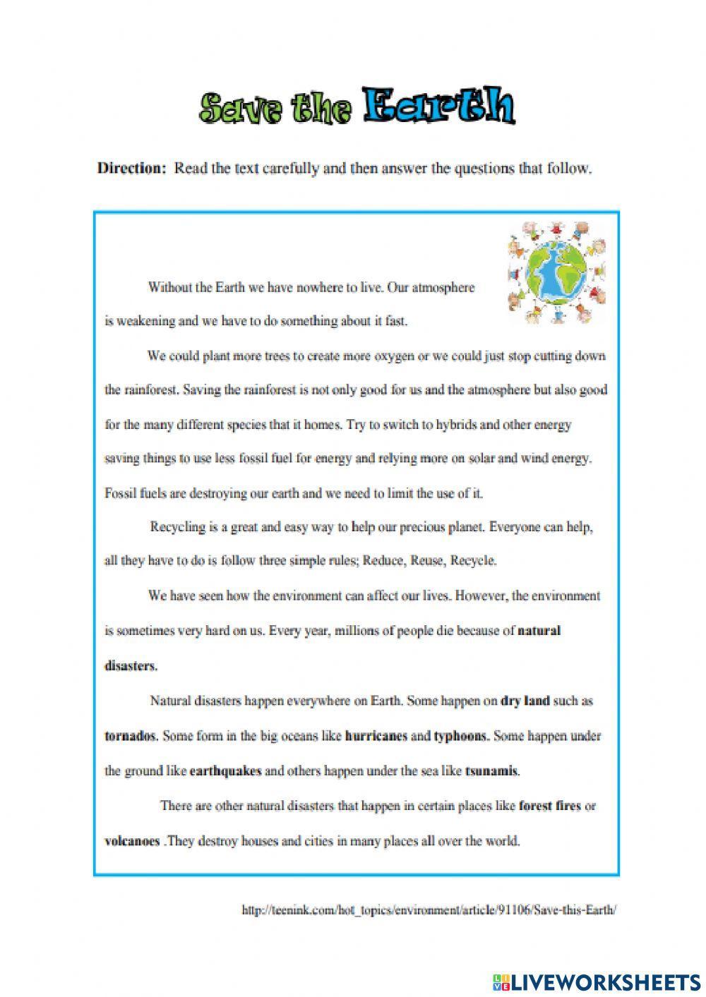 Save the Earth 1396949 | pimonporn23 | Live Worksheets