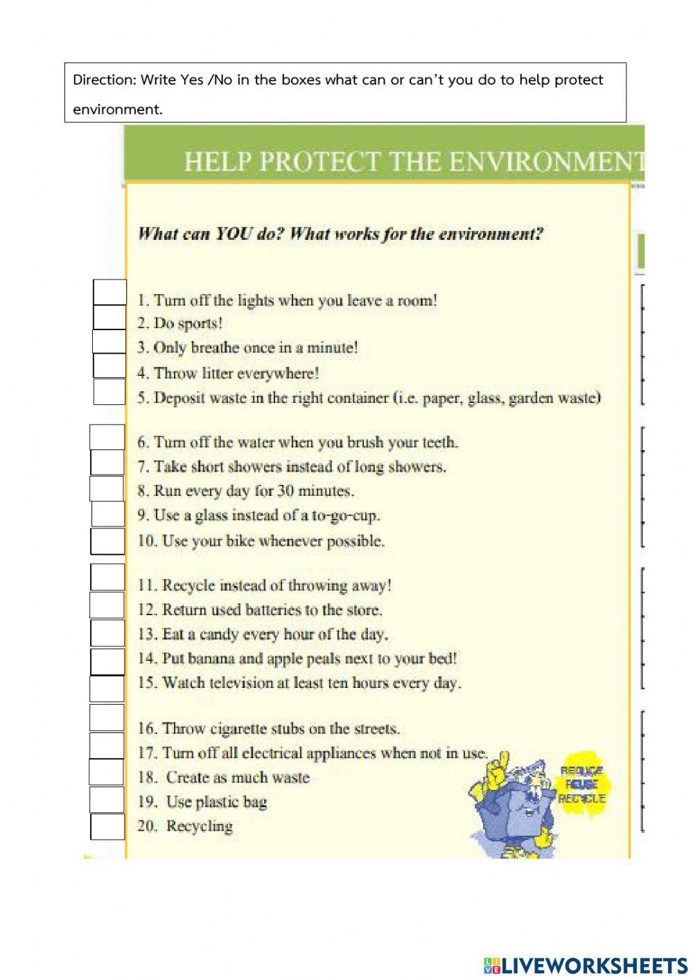 Save the Earth 1396949 | pimonporn23 | Live Worksheets