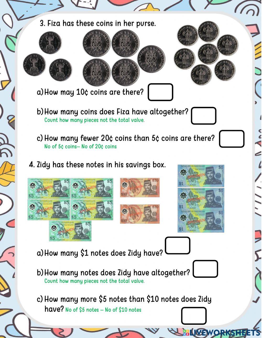 1395838 | Money | emelda28 | LiveWorksheets