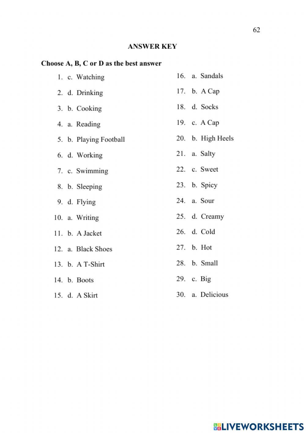 Test vocabulary online worksheet | Live Worksheets