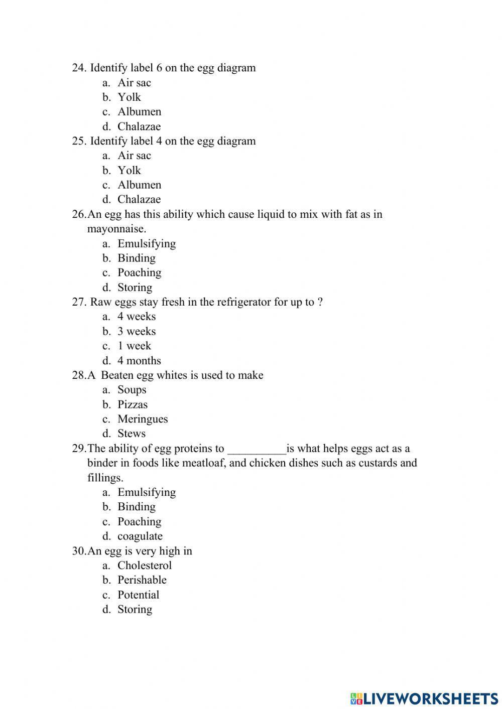 1396161 | Eggs Test | David Thompson | LiveWorksheets