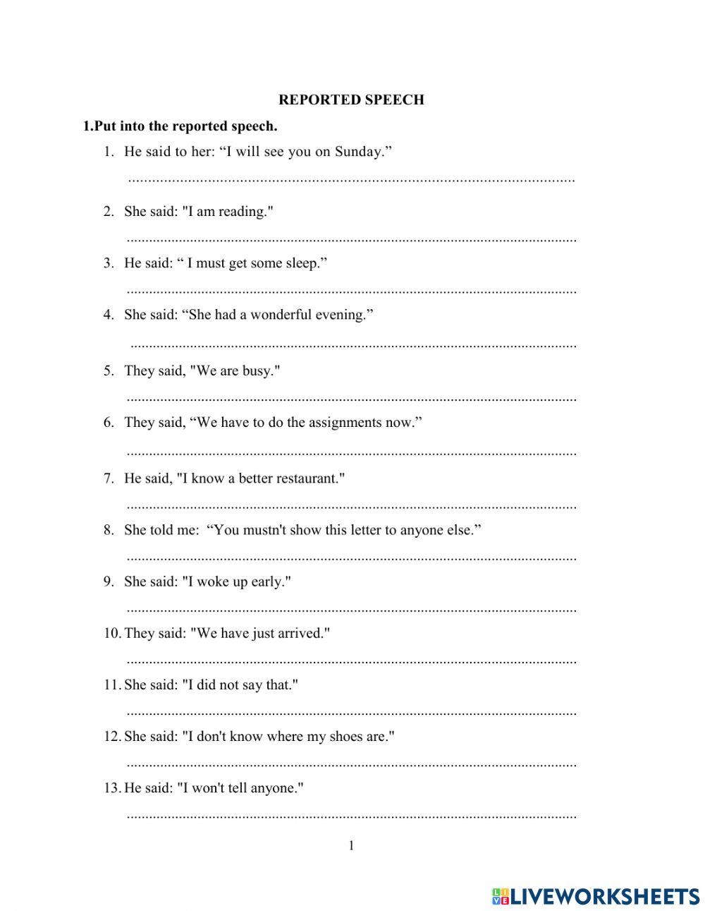 Reported speech | DaoHang | Live Worksheets