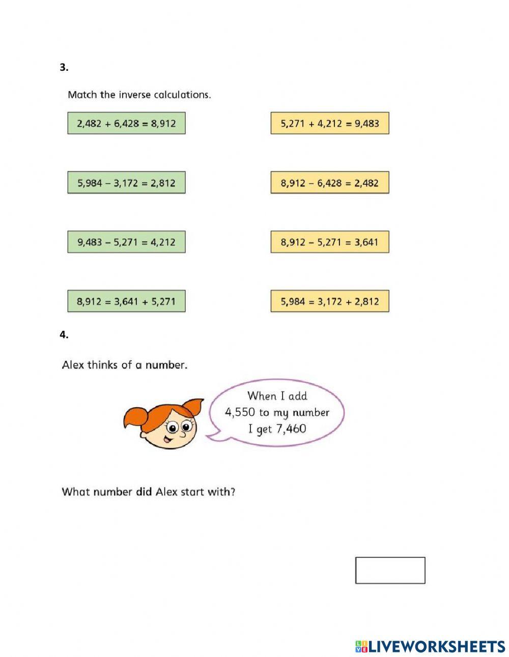 Inverse- Additi… | Free Interactive Worksheets | 1396301