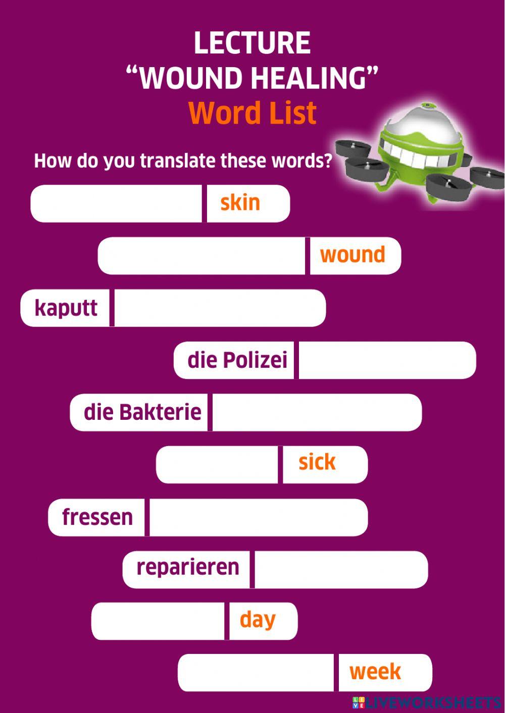 1396504 | Wound healing | aravindhmano | LiveWorksheets