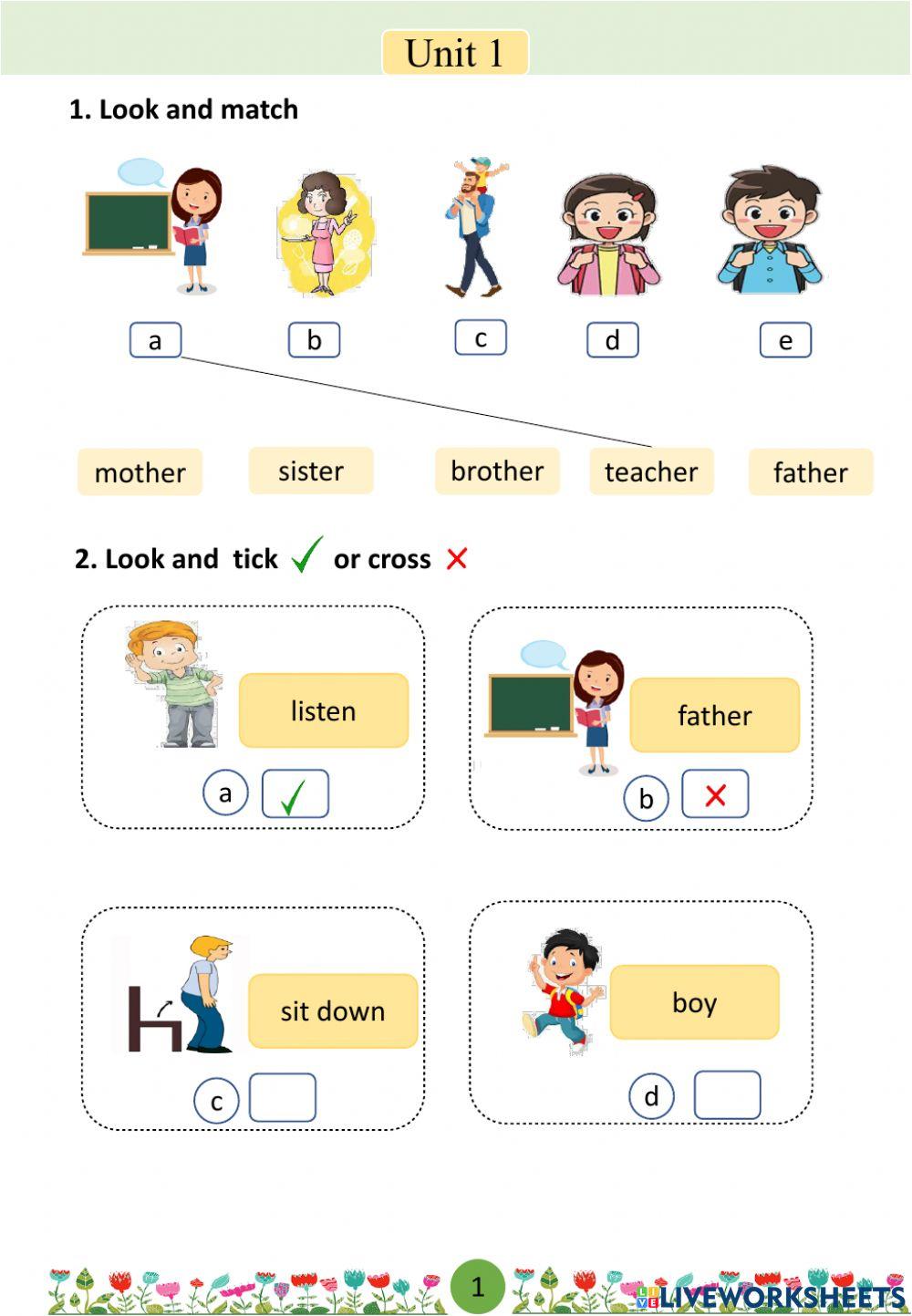 U1- Family | Free Interactive Worksheets | 1397007