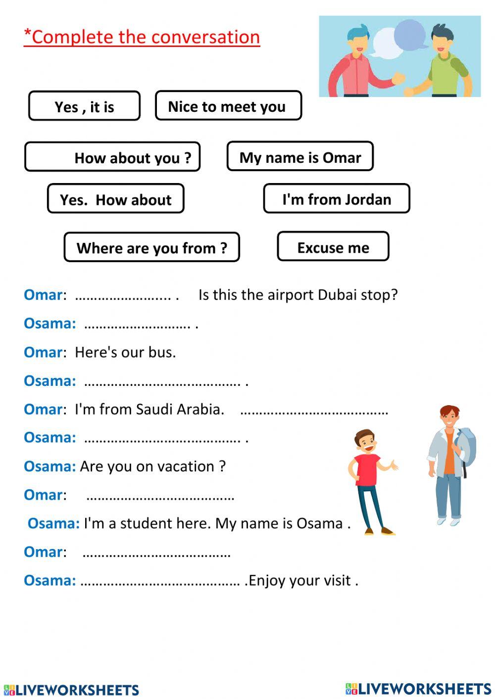 3919283 | Conversation | Yingsu12 | LiveWorksheets