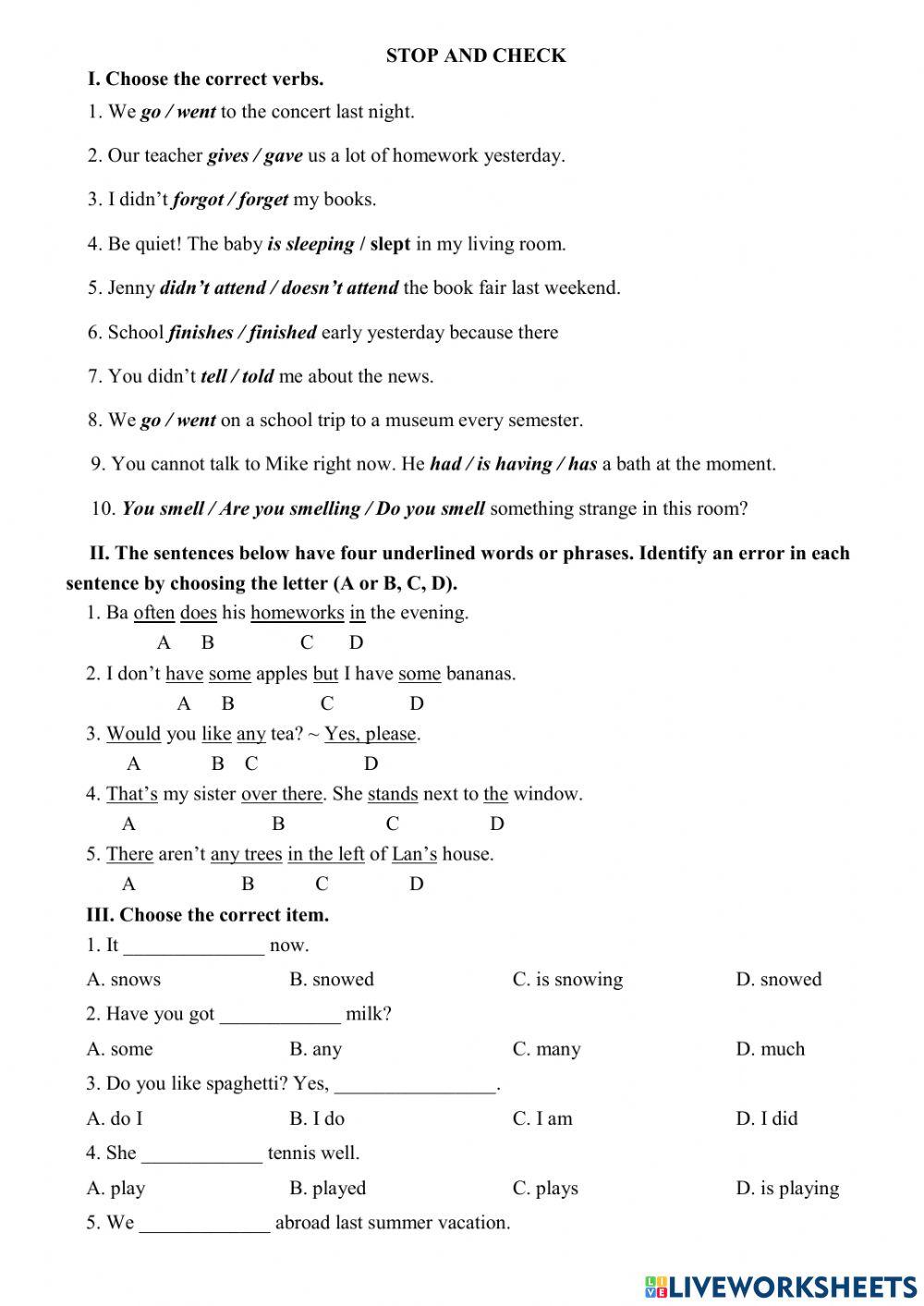 TTV stop and check past tense 1396981 | ngo thanh thuy