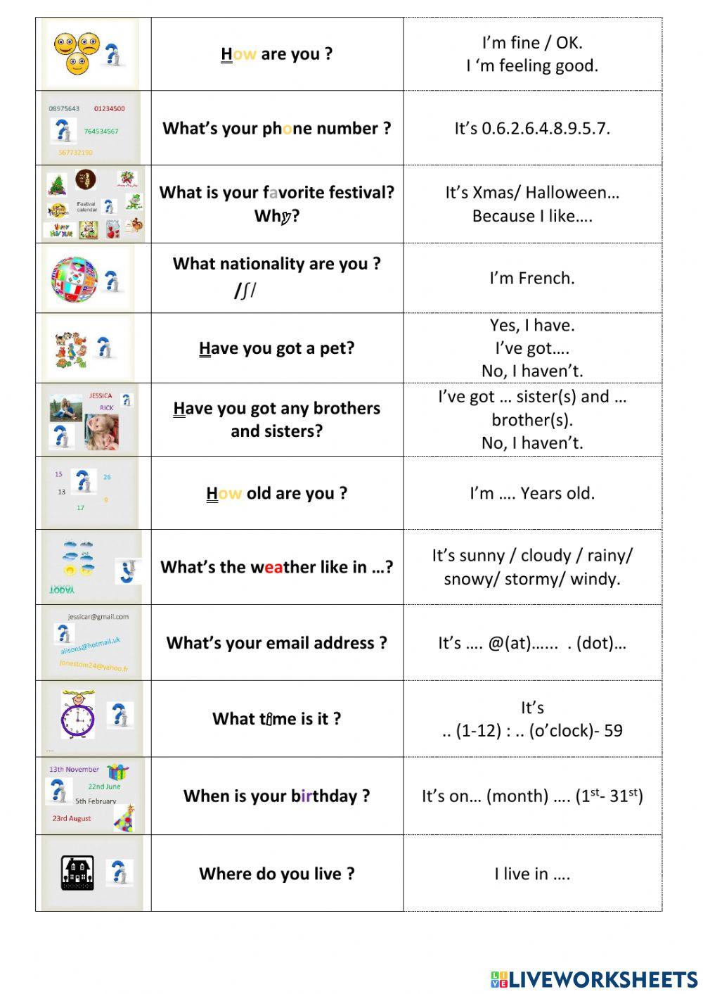 Flashcards questions worksheet | Live Worksheets