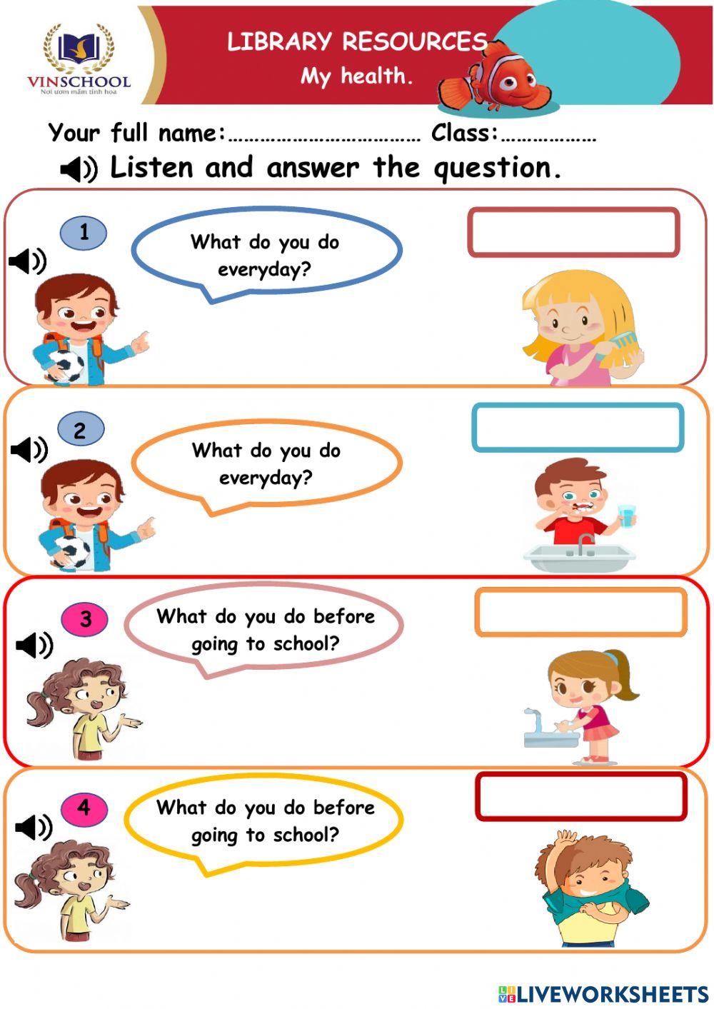 My Health 1397332 | Trang Nguyen | Live Worksheets