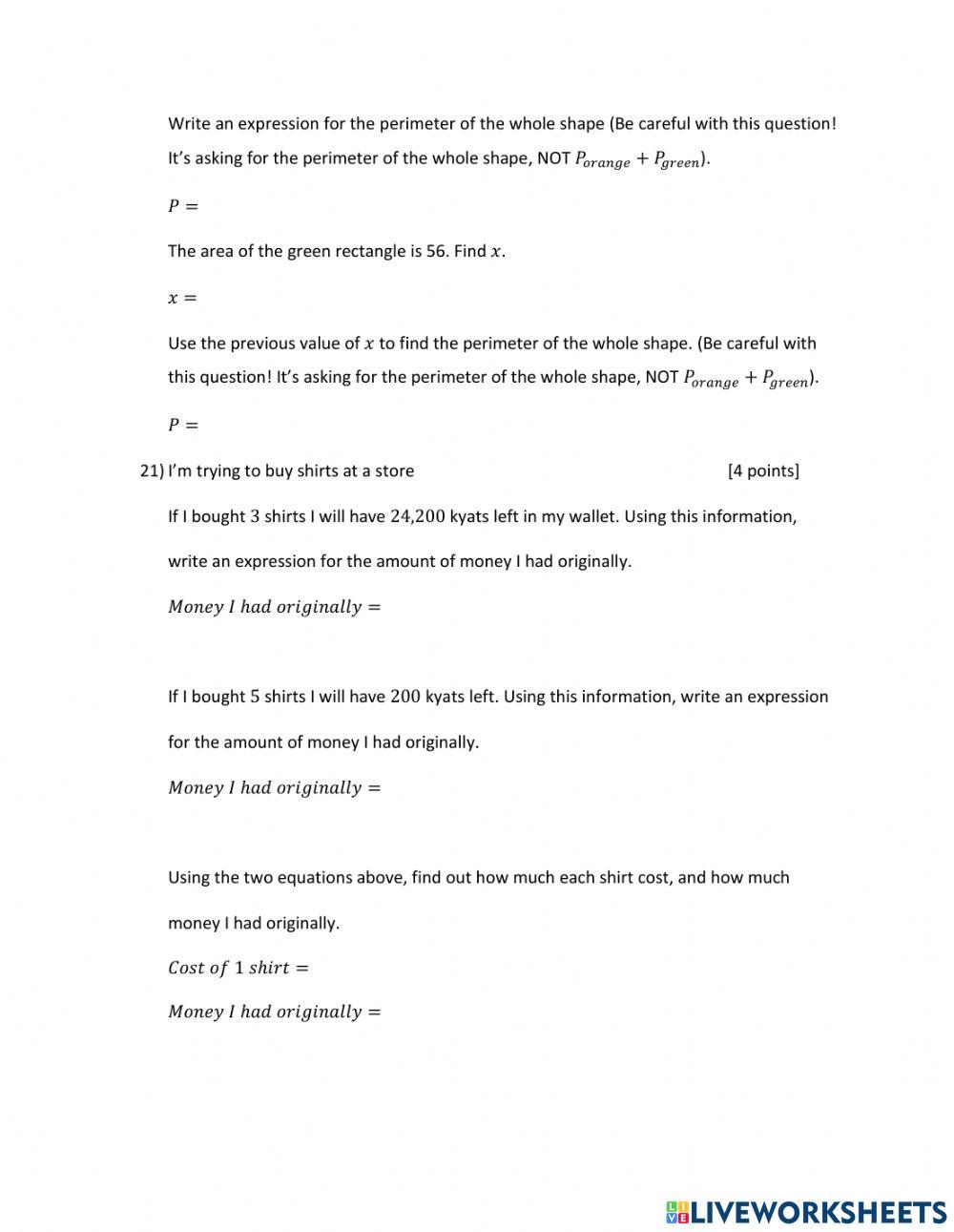 Unit 8.2 Algebra Quiz 1397566 | richard_thein