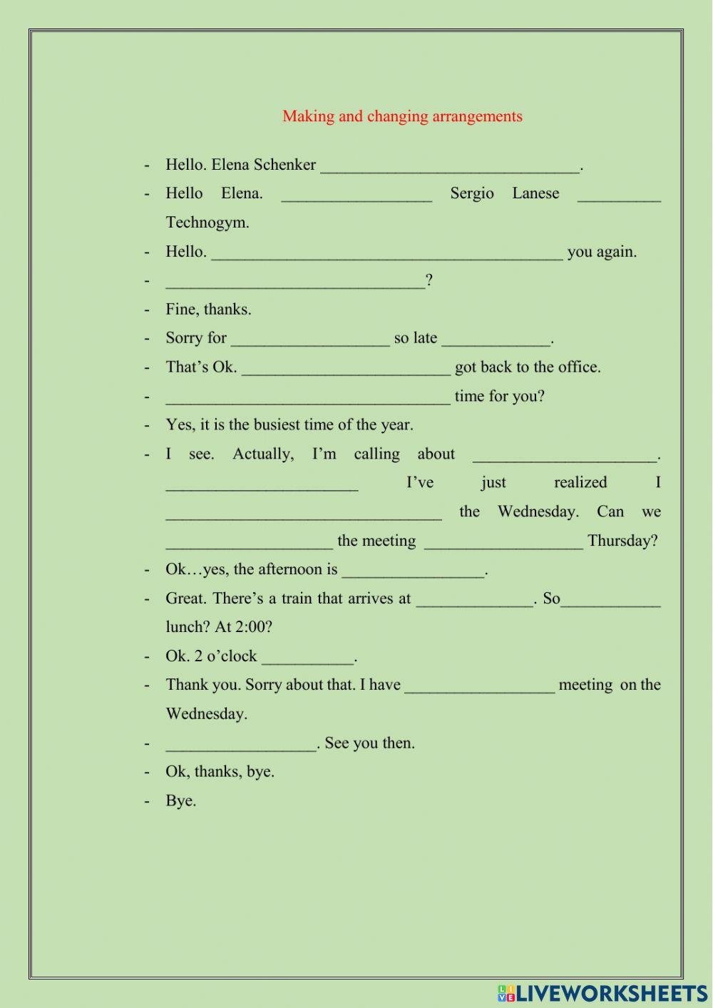 Changing arrangements worksheet | Live Worksheets