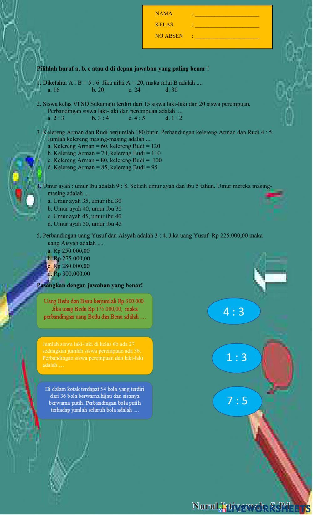 Math 1397835 | Nurul Istiqomah | Live Worksheets