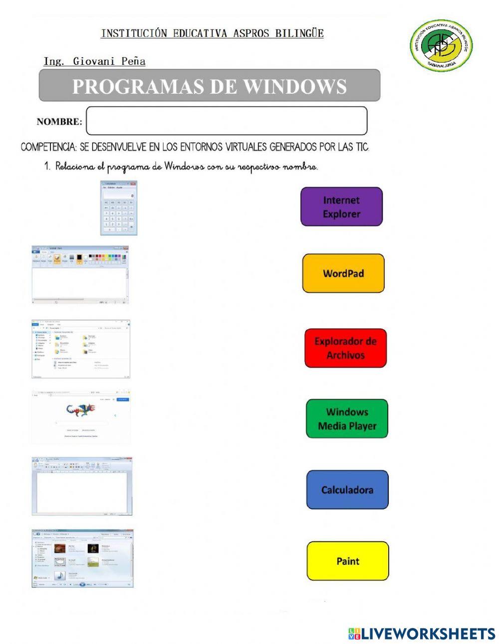 Programas de wi… | Free Interactive Worksheets | 1397986