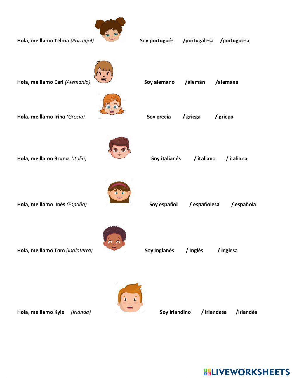 Las nacionalida… | Free Interactive Worksheets | 1398233