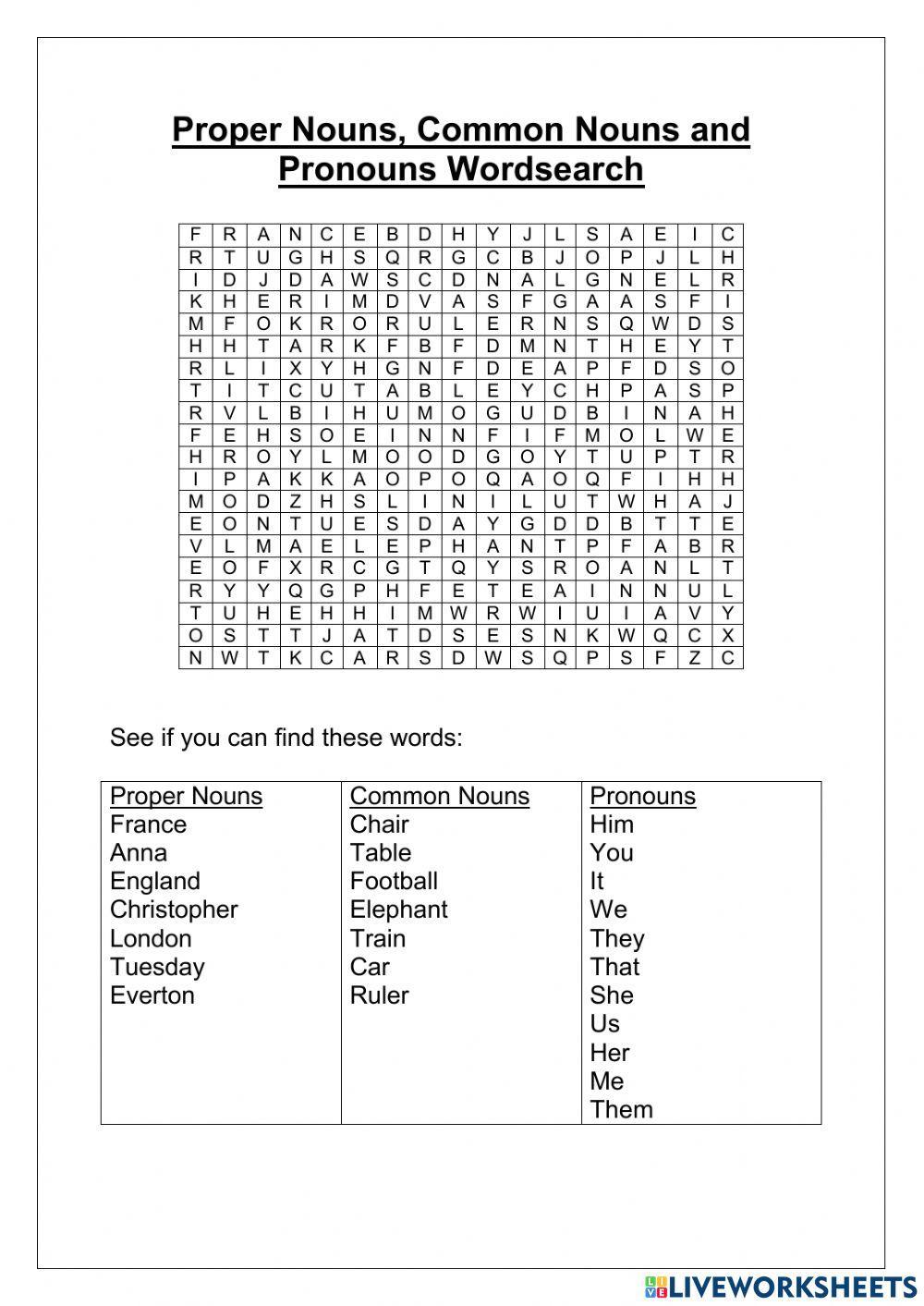 Nouns Pronouns Worksheet Live Worksheets nouns-pronouns-worksheet-live-worksheets
