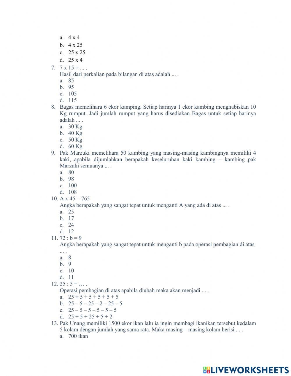Matematika online exercise for 3 | Live Worksheets