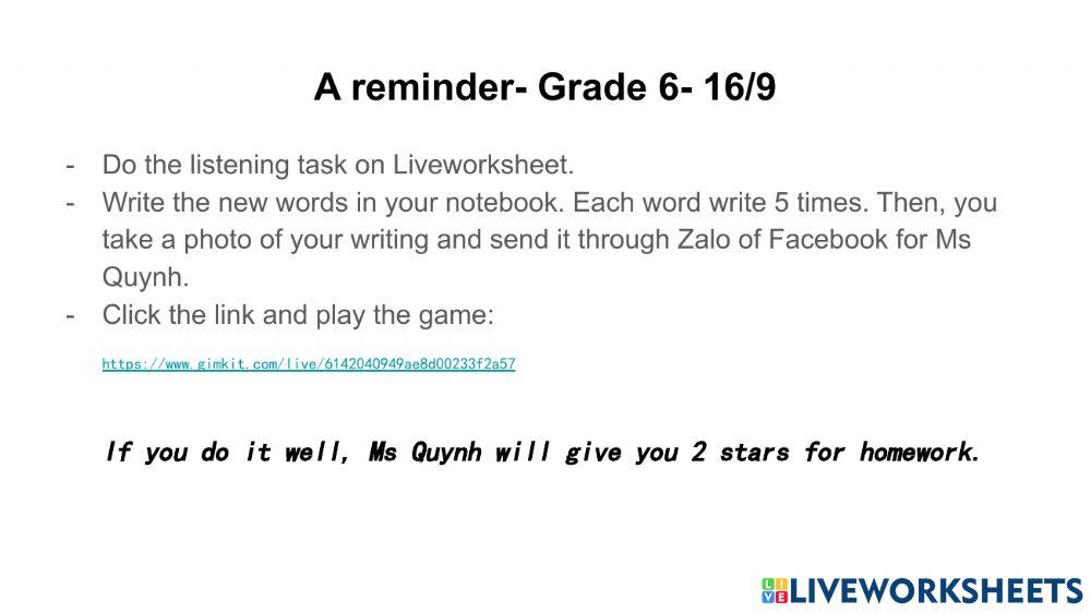 Reminder 16-9 interactive worksheet | Live Worksheets