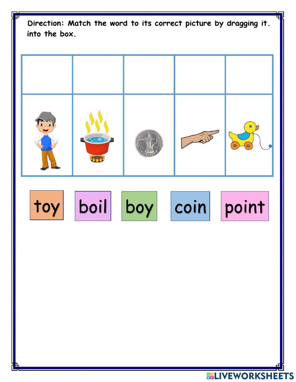 Long sound oi-oy worksheet | Live Worksheets