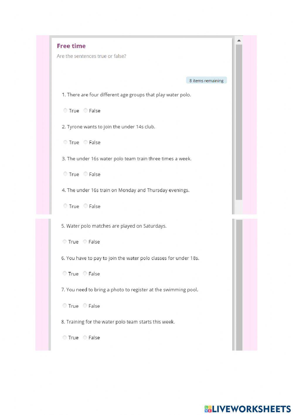 Free Time 1399077 | KatherineGonzalez | Live Worksheets