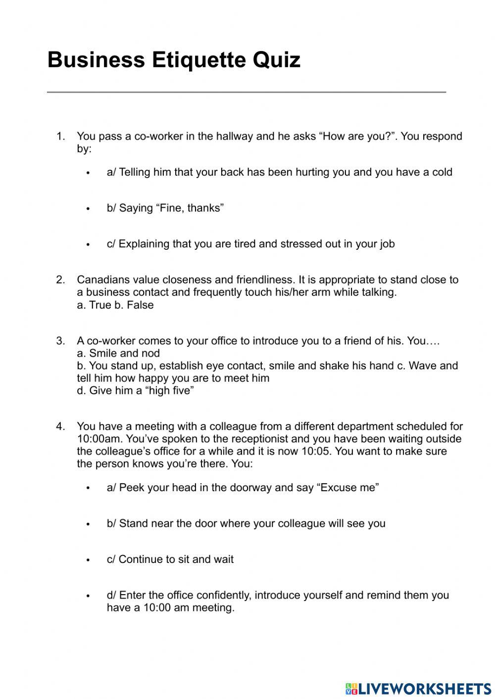 Business etique… | Free Interactive Worksheets | 6715501