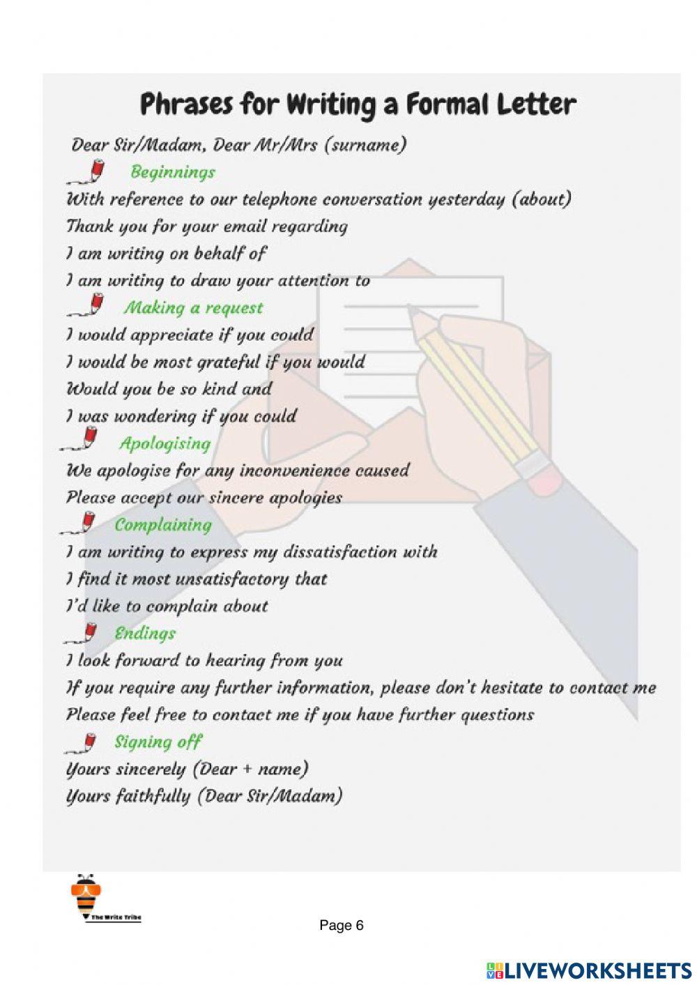 2021 Week 30 Situational: Formal Letter SEC-F part 1 worksheet | Live ...