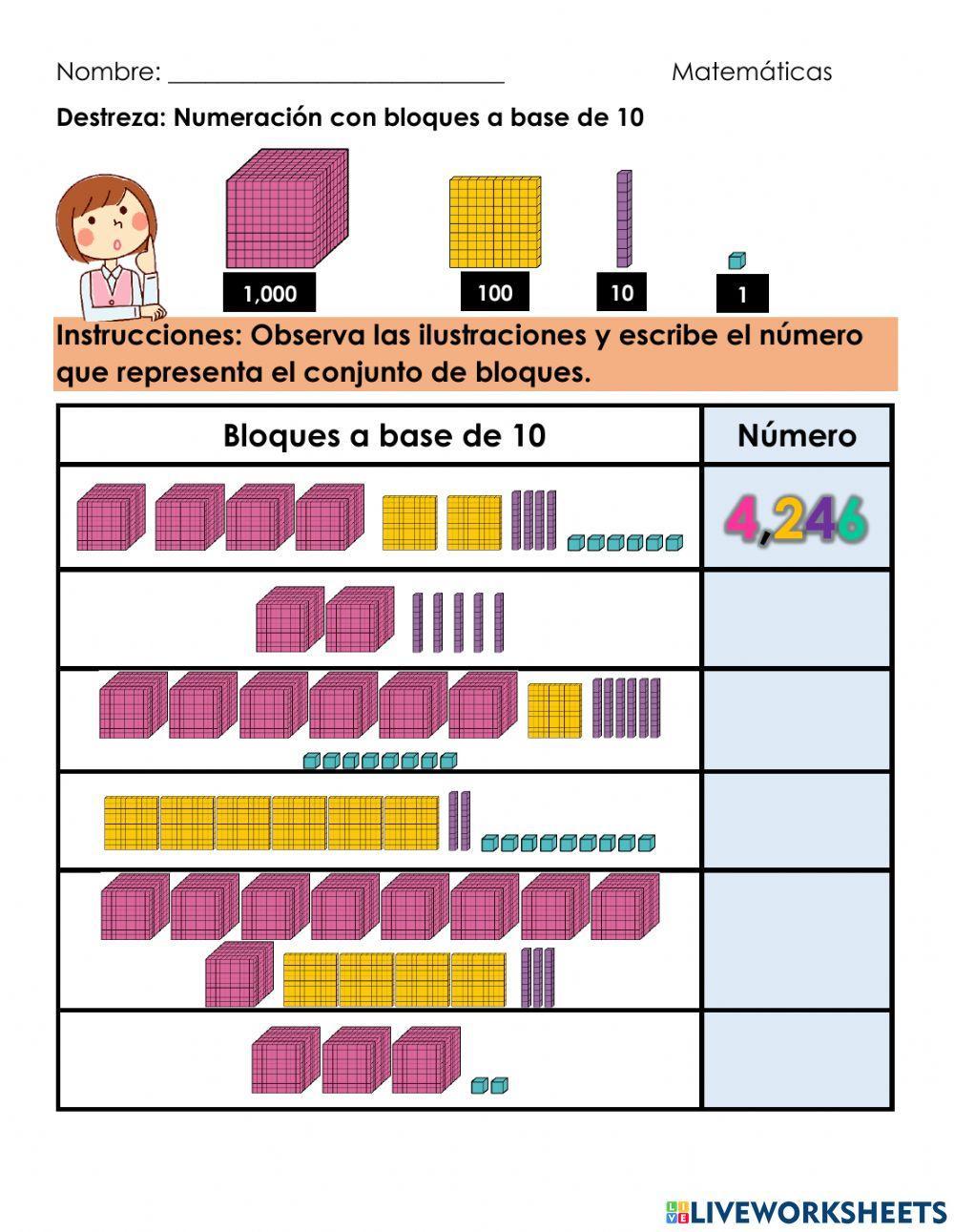 Bloques a Base de 10 worksheet | Live Worksheets