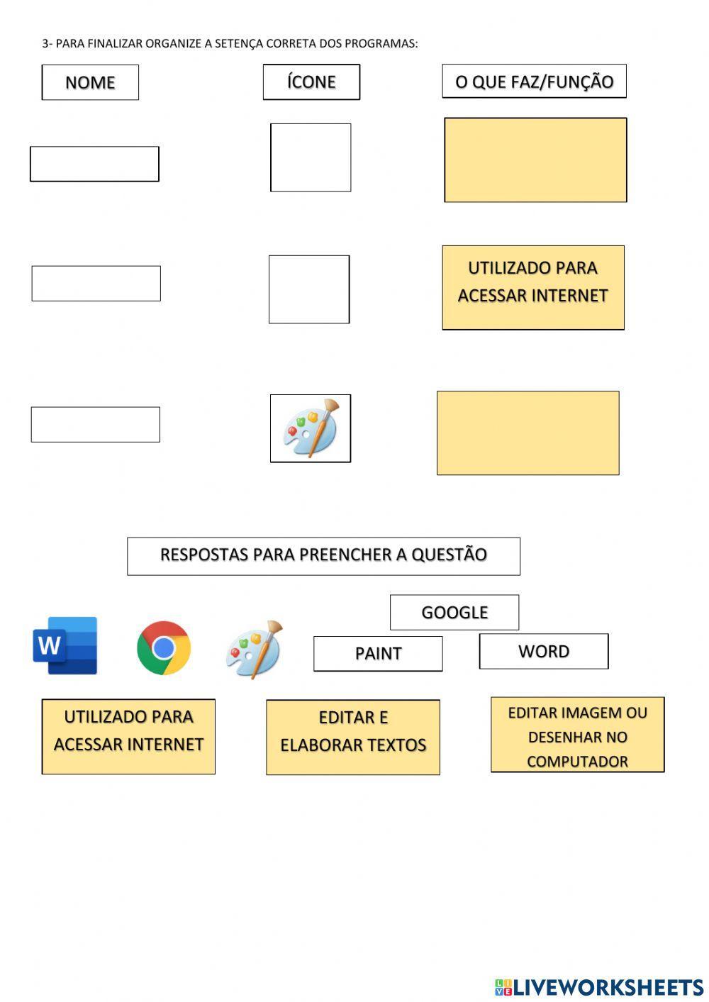 Programas - 3ano worksheet | Live Worksheets
