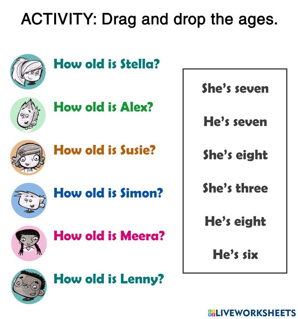 (S)he's... years old 1400149 | babel87 | Live Worksheets