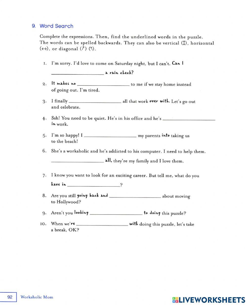 Homework 7 exercise | Live Worksheets
