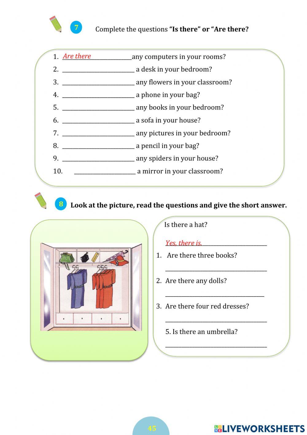 There is there are(p44-46) worksheet | Live Worksheets