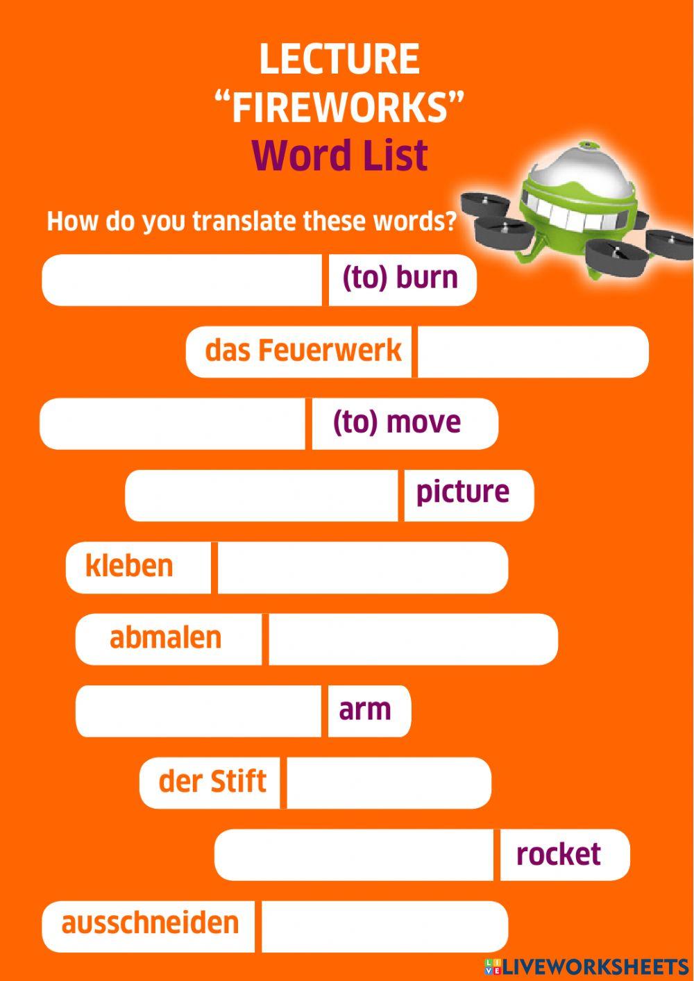 Fireworks activity | Live Worksheets